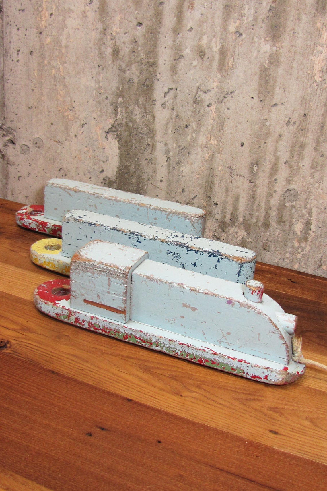 Vintage 3 Piece Pull Toy Train Wooden Handmade One-of-a-kind - Etsy