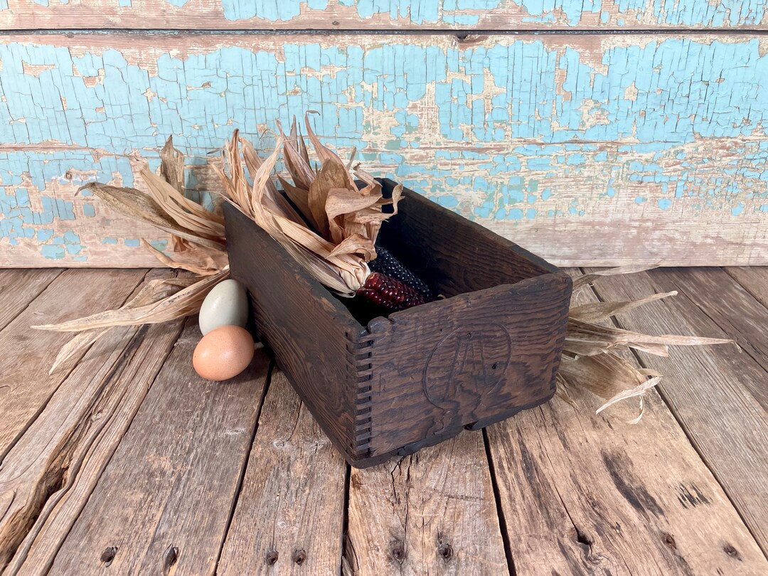 Vintage Wood Crate Stamped A Toe Calks Small Finger Jointed Wooden ...