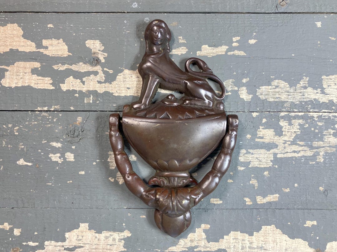 Antique Sphinx Door Knocker With Hardware Cast Brass Vintage Rare ...