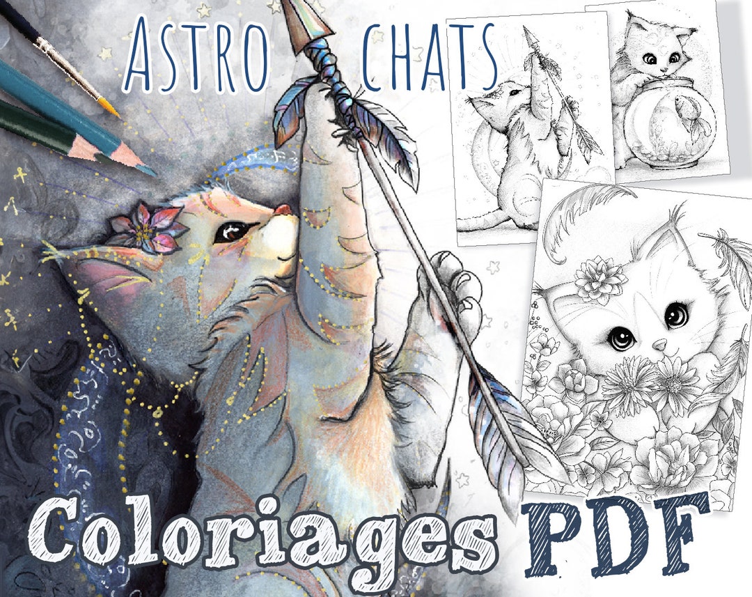 Coloring Pages 12 Cats of the Zodiac in PDF - Etsy