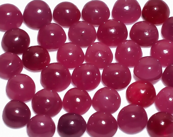 10 Pieces Natural Ruby Cabochons Lot 3.8mm 4mm Round Shape Cab 100% ...