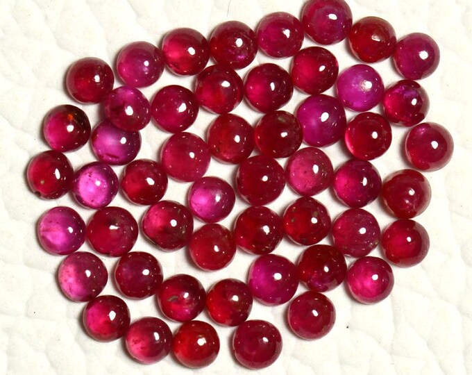 10 Pieces Natural Ruby Cabochons Gemstone Lot 2mm Round Shape Cab ...