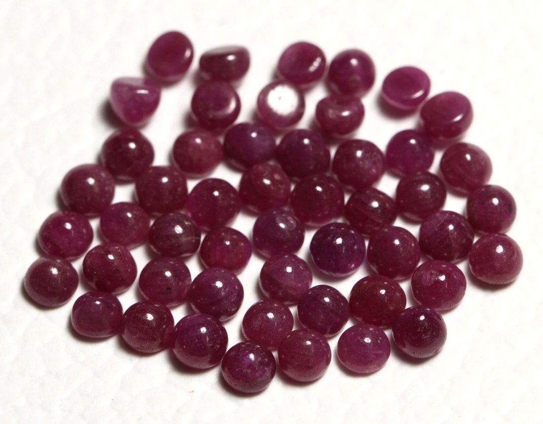 10 Pieces Natural Ruby Cabochons Lot 3.1mm-3.3mm Round Shape Cab ...