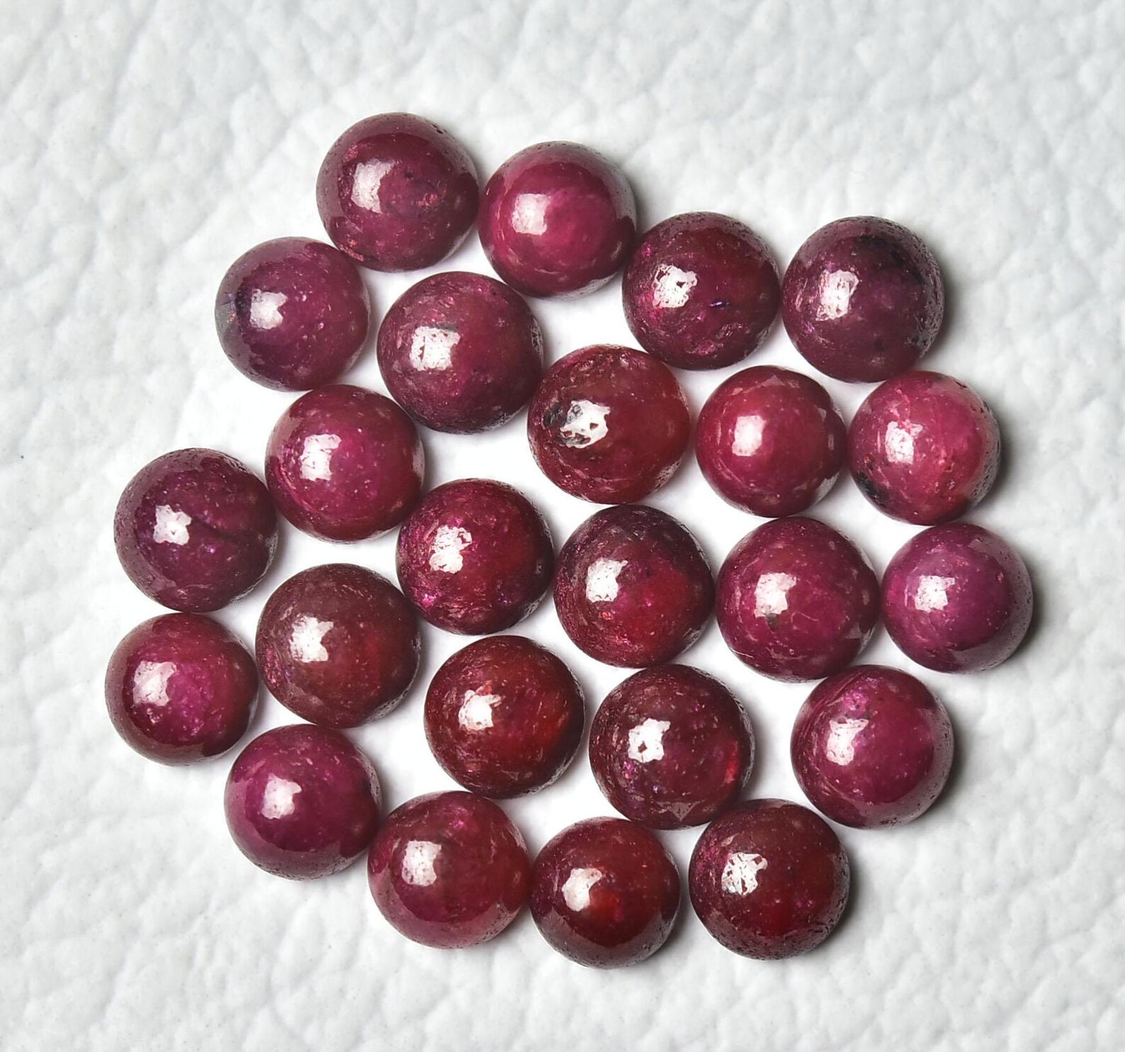 5 Pieces Natural Ruby Cabochons Lot 5.4mm - 5.7mm Round Shape Genuine ...