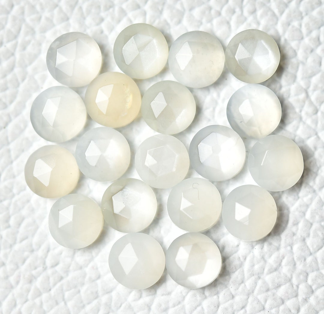 10 Pieces Natural White Moonstone Faceted Gemstones Lot 6mm Round Shape ...