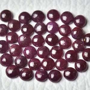 10 Pieces Natural Ruby Cabochons Lot 3.5mm - 4mm Round Shape Cab 100% ...