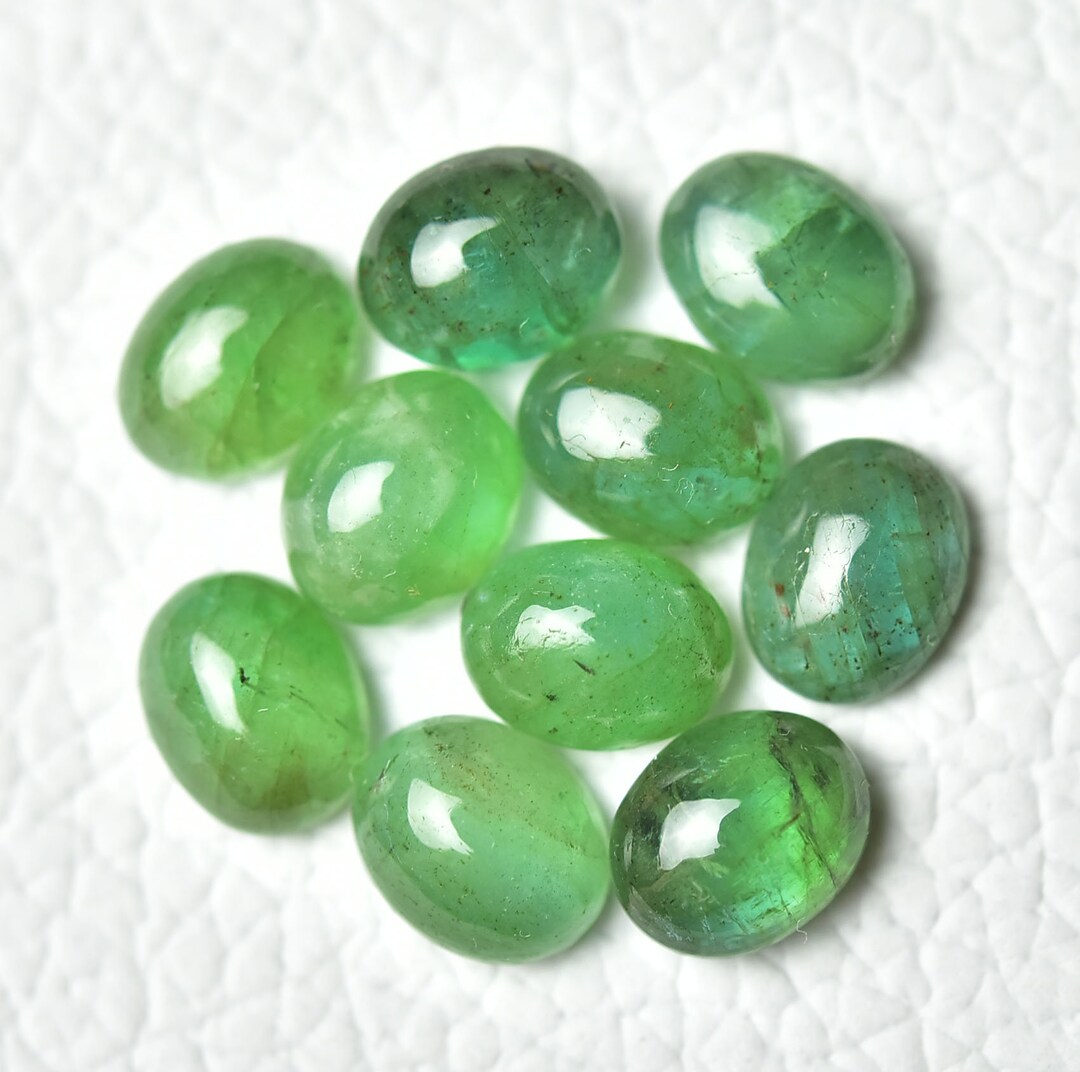 3 Pieces Natural Emerald Cabochons 6x7mm 6.5x8mm Oval Shape Genuine ...