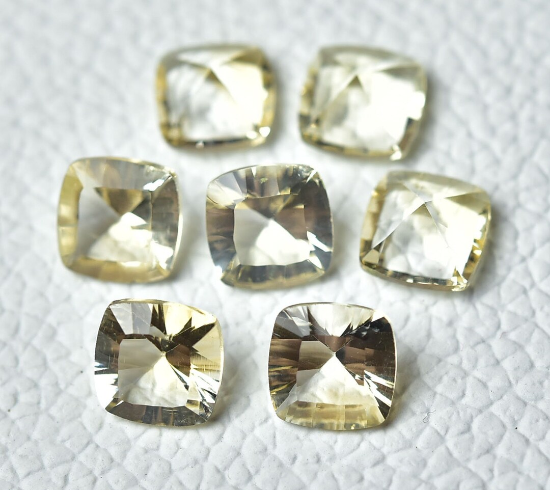 3 Pieces Lot Natural Citrine Concave Cut Stones 8mm Cushion Shape ...