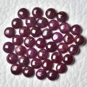 10 Pieces Natural Ruby Cabochons Lot 3.5mm - 4mm Round Shape Cab 100% ...
