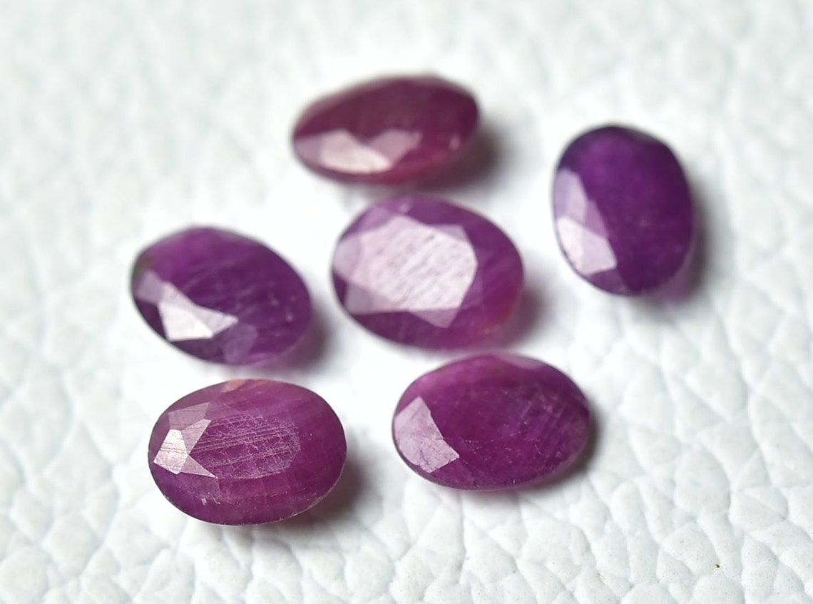 6 Pieces Ruby Faceted Loose Gemstone Lot Oval Shape 5.2x7mm to 5.5x7 ...