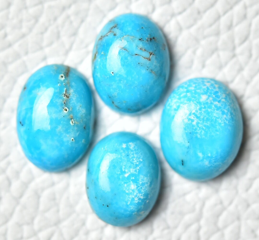 4 Pieces Natural Sleeping Beauty Turquoise Cabochons Lot 7.5x9.5mm to 8 ...