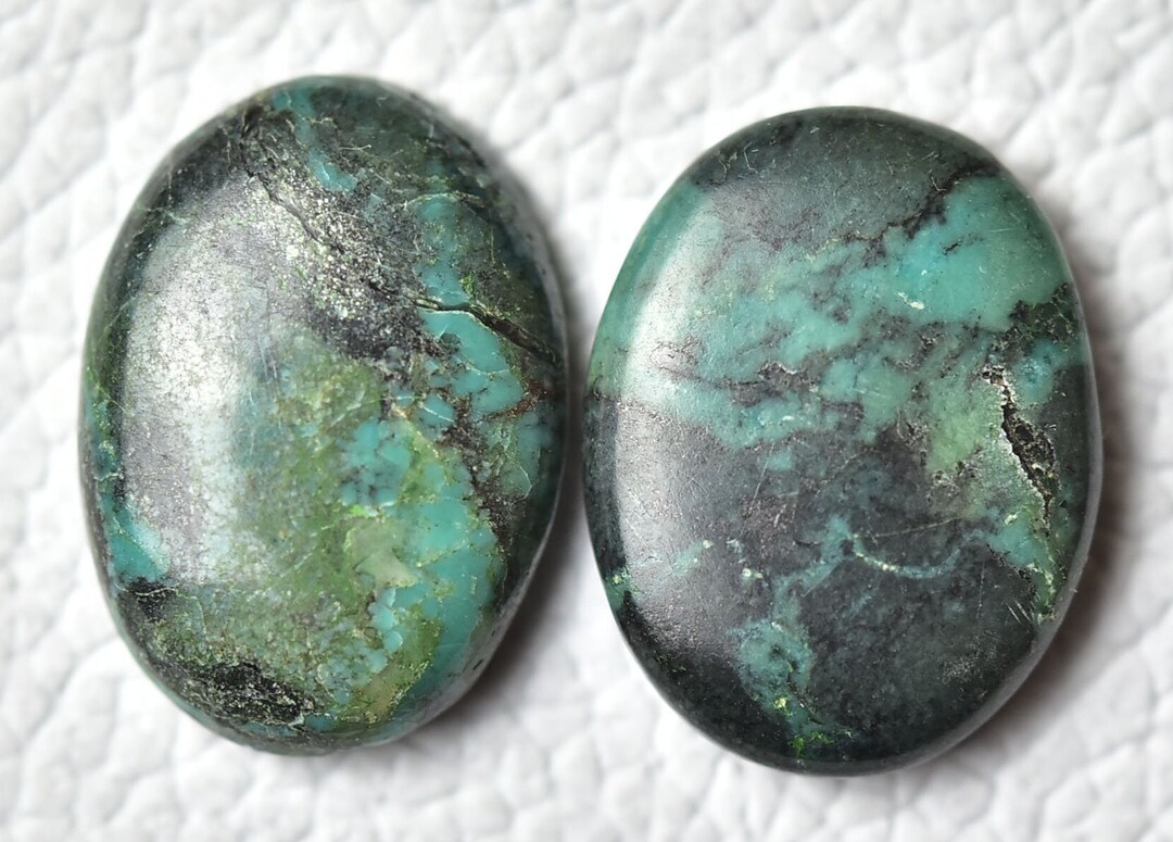 2 Pieces Natural Tibetan Turquoise Cabochons Lot 15x19mm to 14x20mm ...