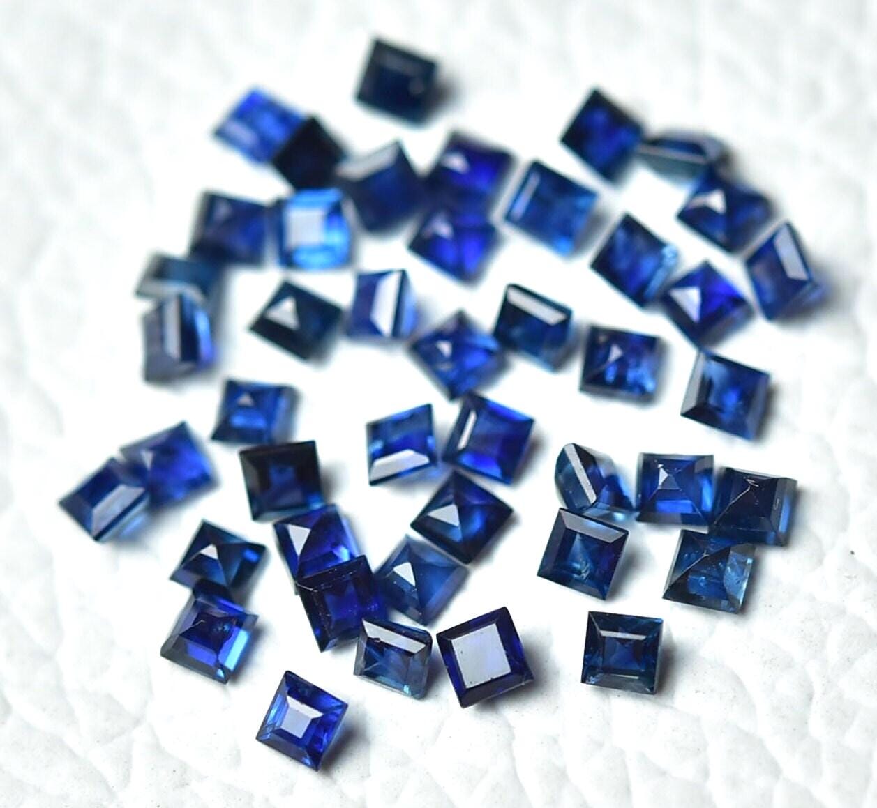 10 Pieces Natural Sapphire Faceted Gemstones Lot 1.5mm to 2mm Square ...