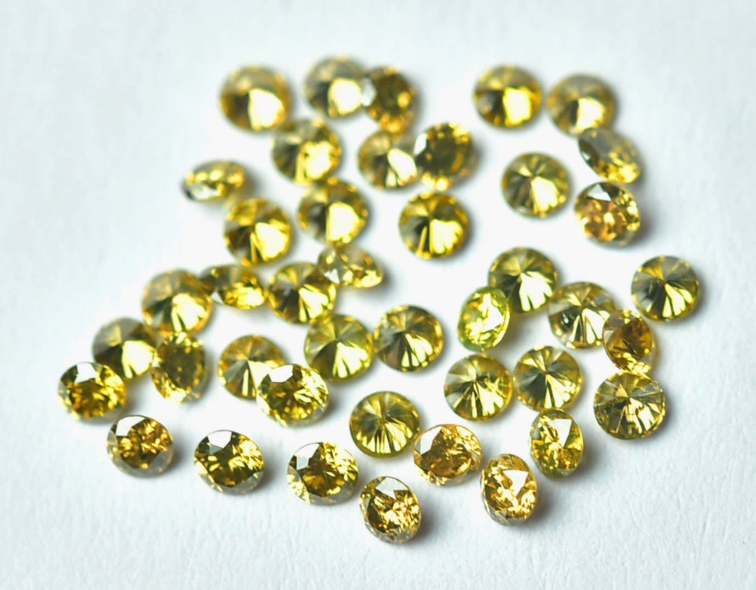 5 Pieces Natural Brilliant Cut Yellow Diamond 1.5mm - 2mm Round Shape ...