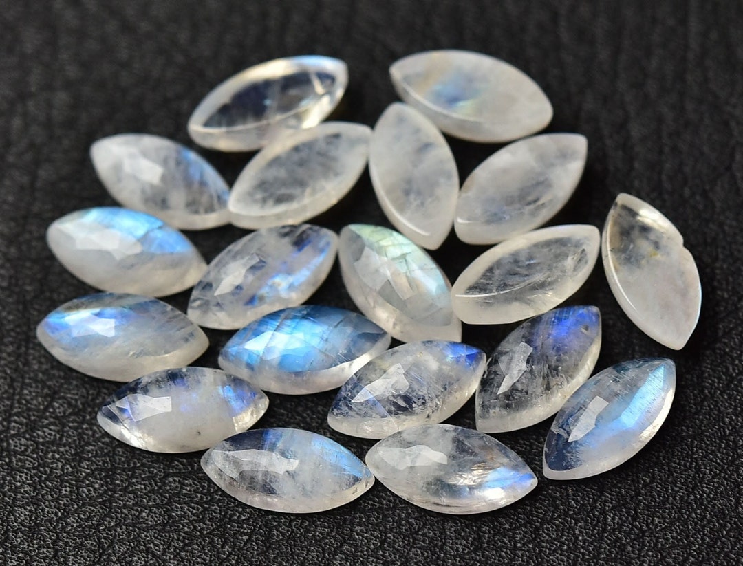 5 Pieces Natural Rainbow Moonstone Faceted Loose Gemstone Lot 5x10mm ...