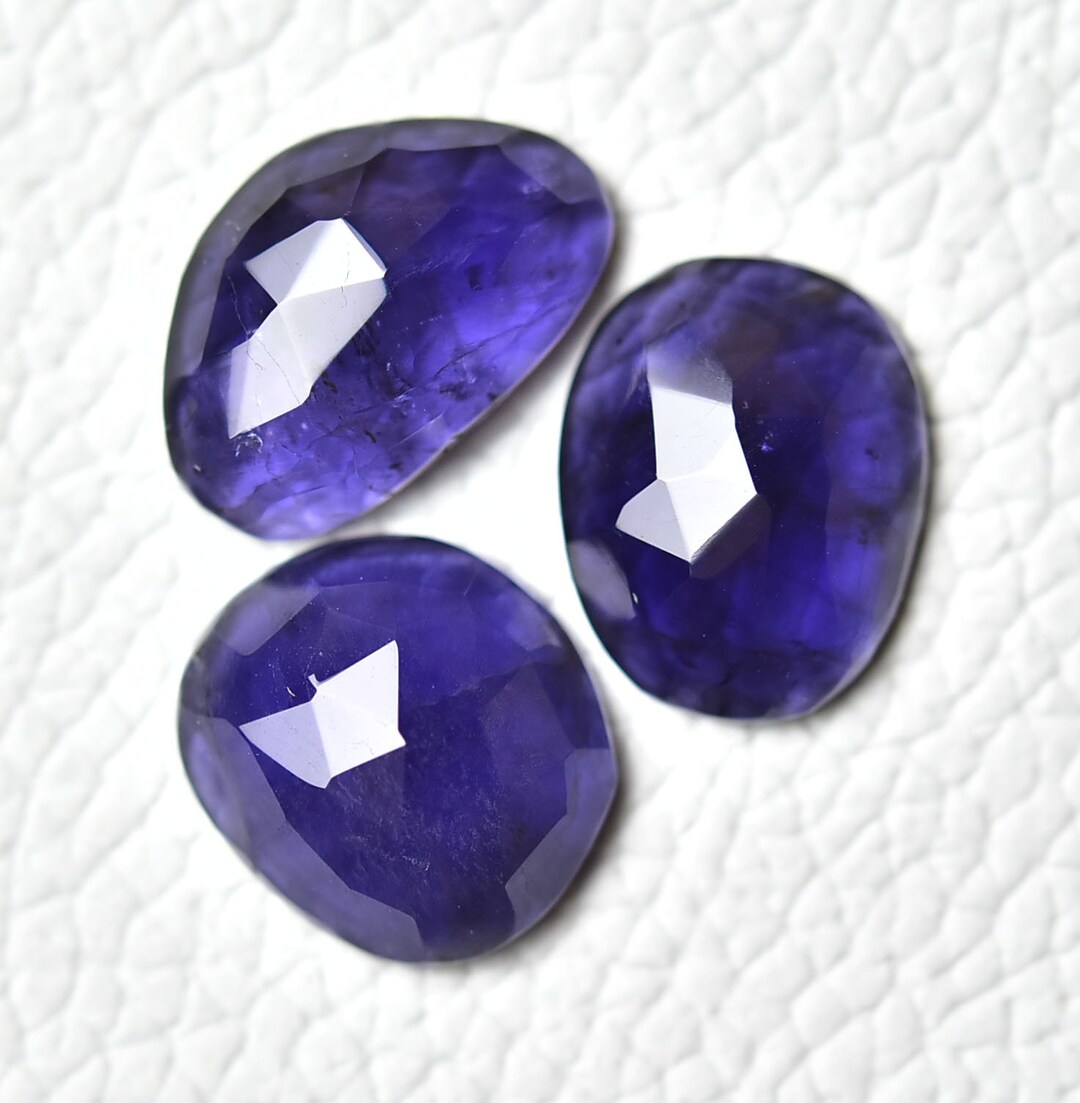 3 Pieces Natural Iolite Faceted Gemstone 11.7x13mm 10x15mm Odd Shape ...