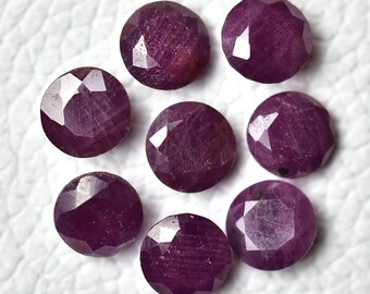 10 Pieces Natural Ruby Cabochons Lot 3.8mm 4mm Round Shape Cab 100% ...