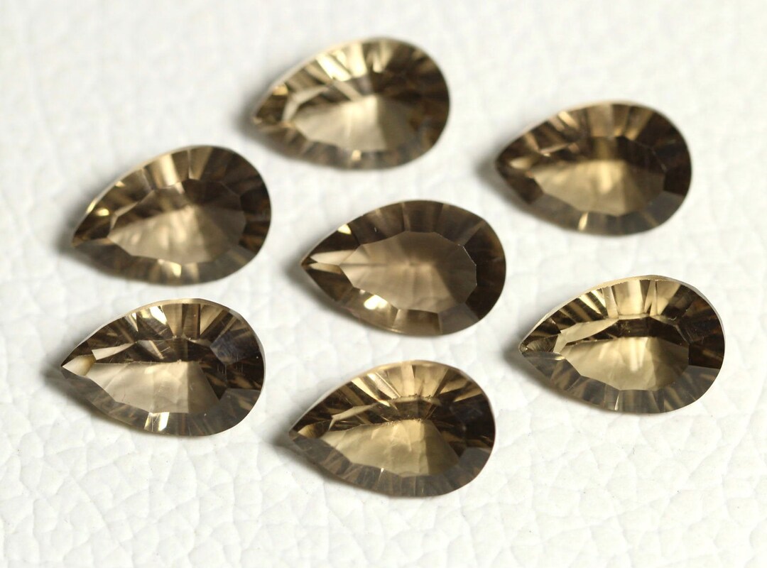 4 Pieces Lot AAA Smoky Concave Cut Stones 8x12mm Pear Shape Natural ...