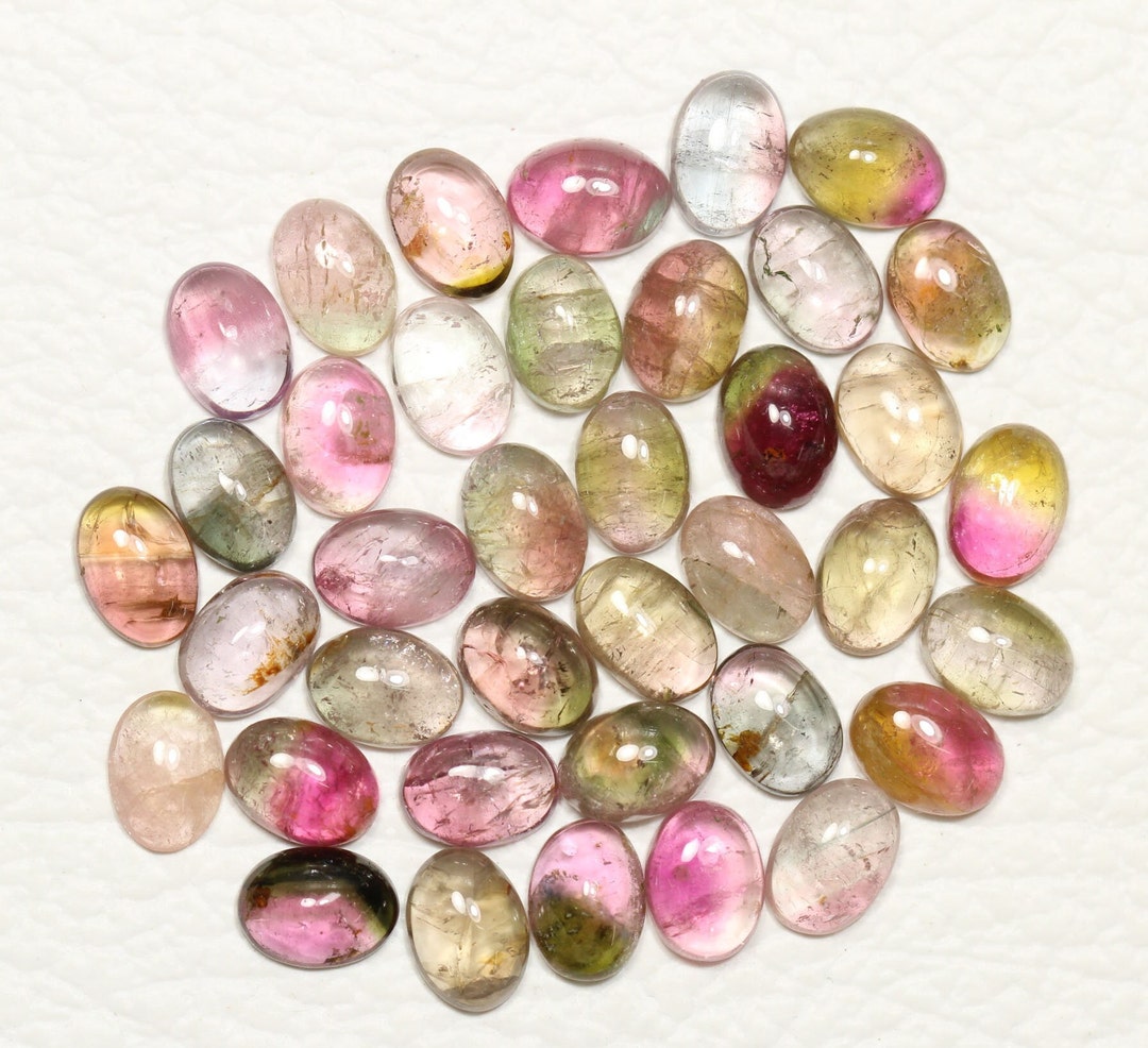 5 Pieces Lot Rare Watermelon Tourmaline Cabochons 5x7mm Oval Shape ...