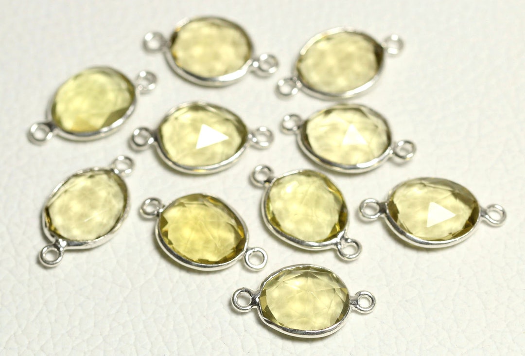 2 Stk Lemon Quarz Stecker versilbert Stecker 11 x 13 mm Fancy Edelstein ...