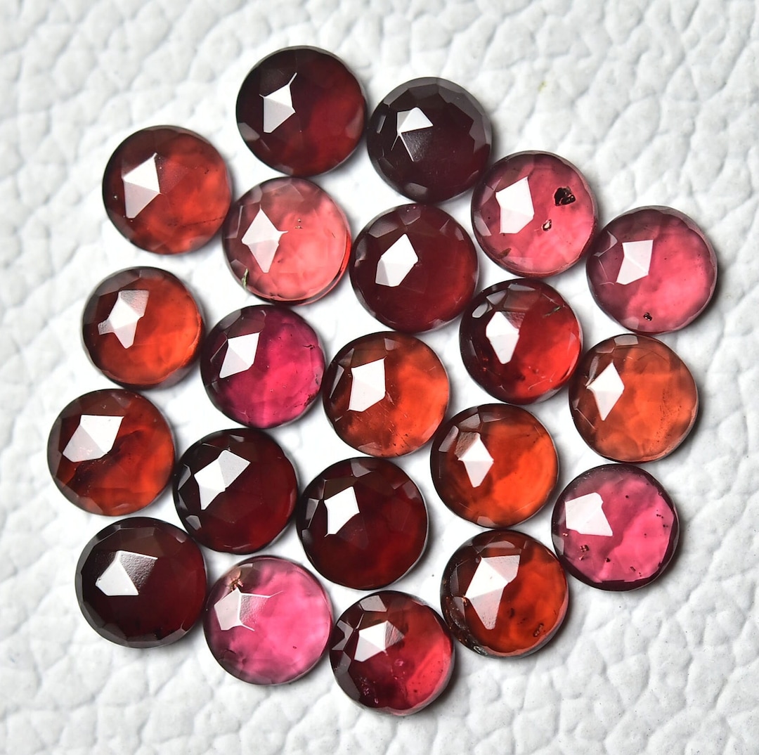 5 Pieces Natural Garnet Faceted Loose Gemstones Lot 3mm 4mm 5mm 6mm ...