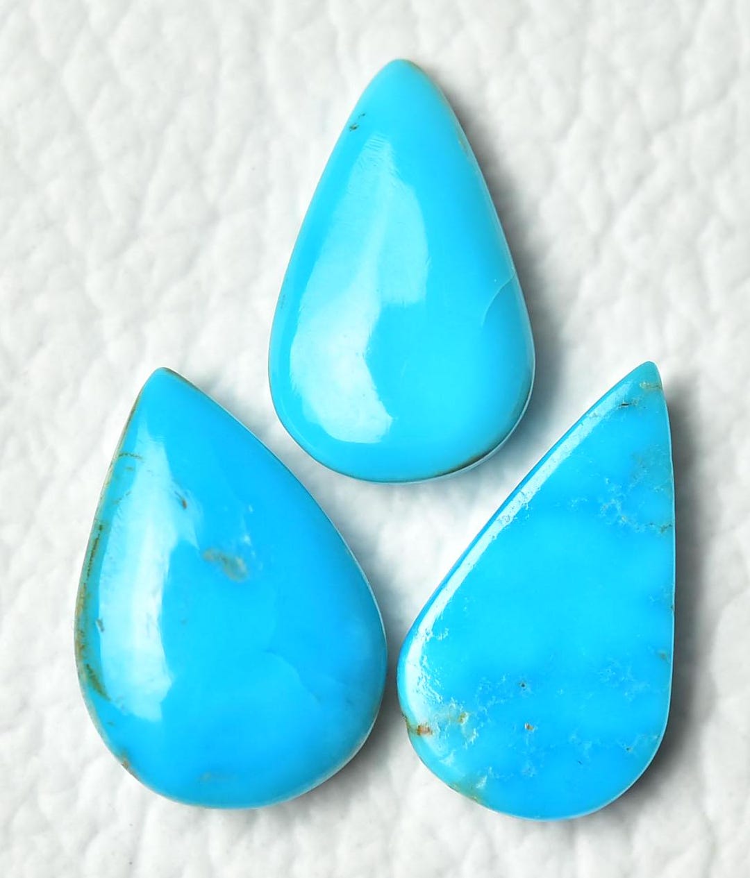 3 Pieces Natural Arizona Turquoise Cabochons Lot 9.5x15.5mm to 11x16mm ...