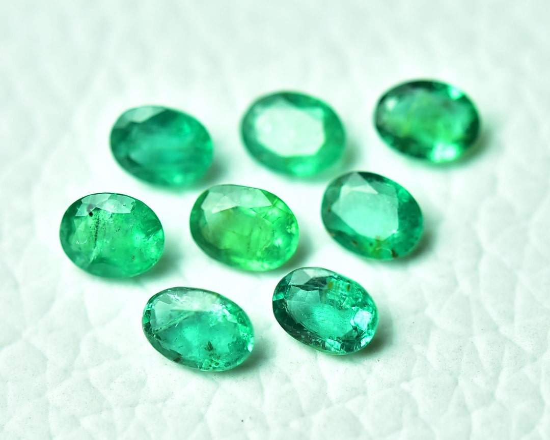 5 Pieces Natural Emerald Faceted Loose Gemstones Lot 3.5x4.5mm 3.6x4 ...