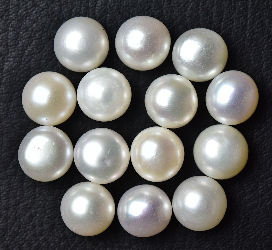 5 Pieces Natural Fresh Water Pearl Cabochons Lot 8.6-8.8mm - 9mm Round ...