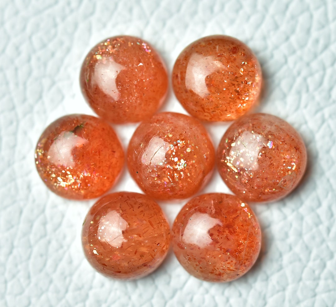 3 Pieces Natural Sun Stone Cabochons Gemstones Lot 10mm 10.5mm Round ...