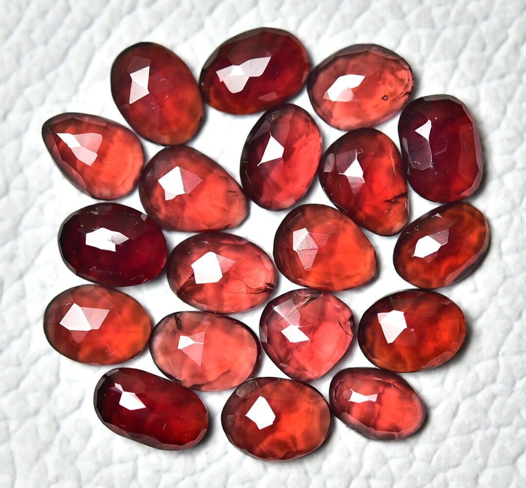 5 Pieces Natural Garnet Rose Cut Gemstone Slice Lot 4x5mm - 5.5x6.5mm ...