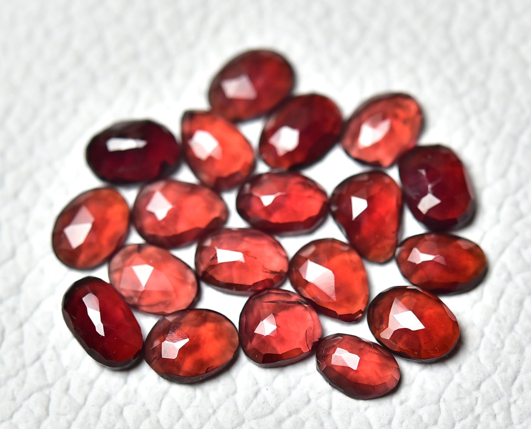5 Pieces Natural Garnet Rose Cut Gemstone Slice Lot 4x5mm - 5.5x6.5mm ...