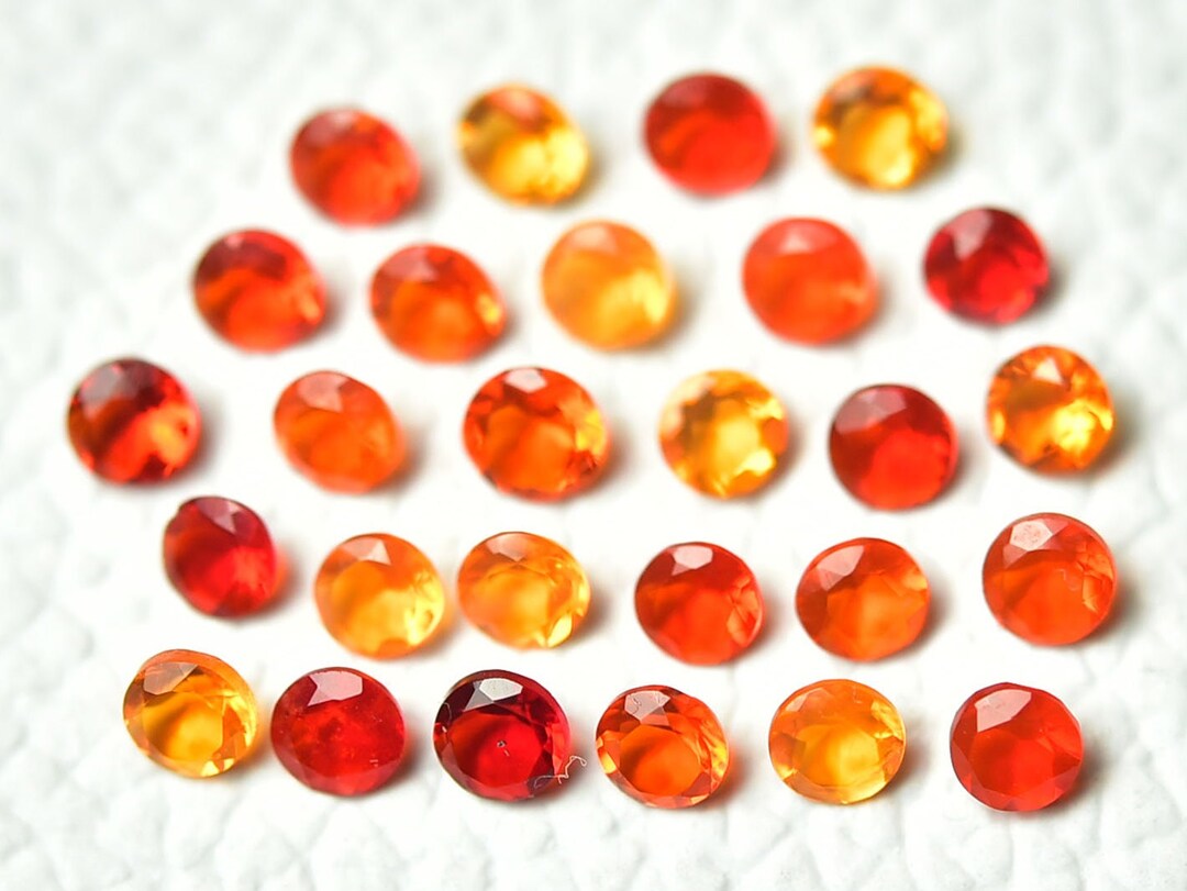 10 Pieces Natural Mexican Fire Opal Gemstones Lot 2mm 2.5mm 2.8mm 3mm ...