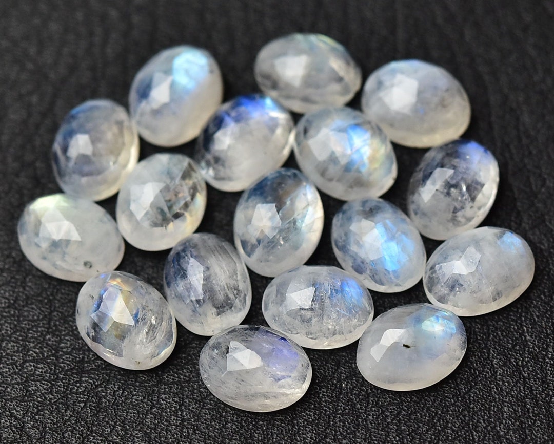 3 Pieces Natural Rainbow Moonstone Faceted Lot 7x9mm 8x10mm Oval Shape ...