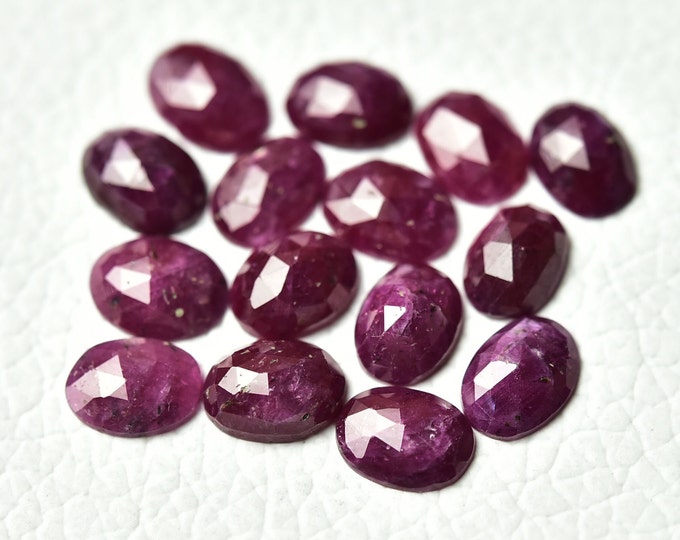 5 Pieces Natural Ruby Faceted Gemstones Lot 5.5x7.5mm- 6x8mm Oval Shape ...