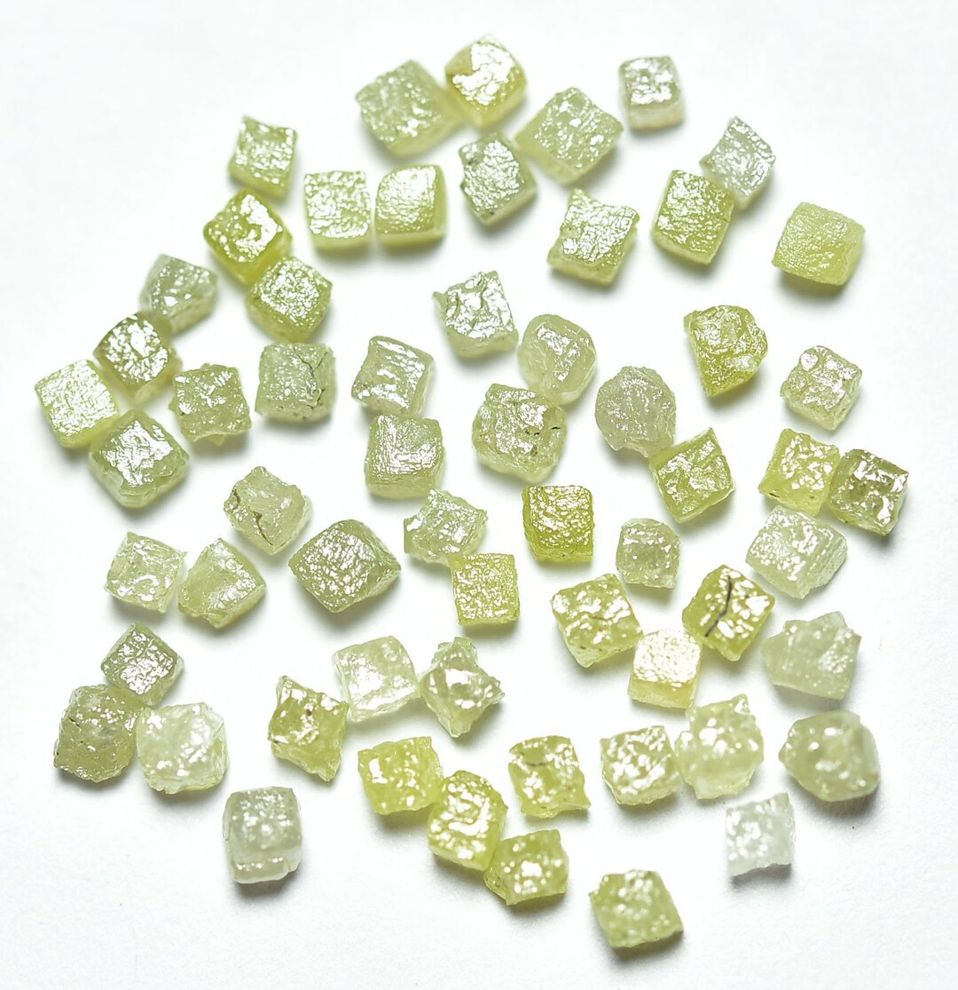 5 Pieces Rough Diamond Box Cube 2.1mm-2.5mm Natural Light Yellow Color ...