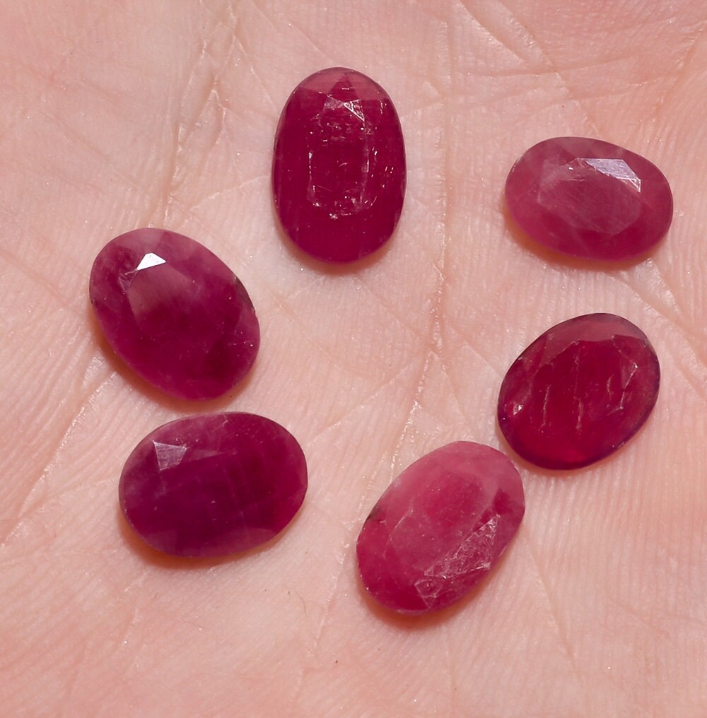 6 Pieces Ruby Faceted Loose Gemstone Lot Oval Shape 5.2x7mm to | Etsy