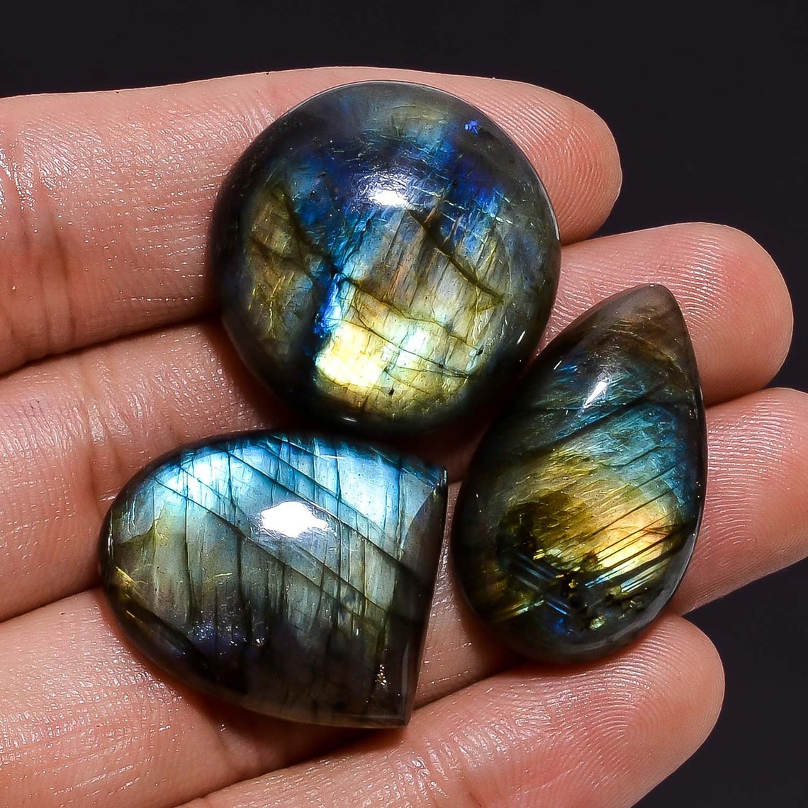 3 Pieces Natural Labradorite Cabochons Gemstone Lot 17x27mm to - Etsy