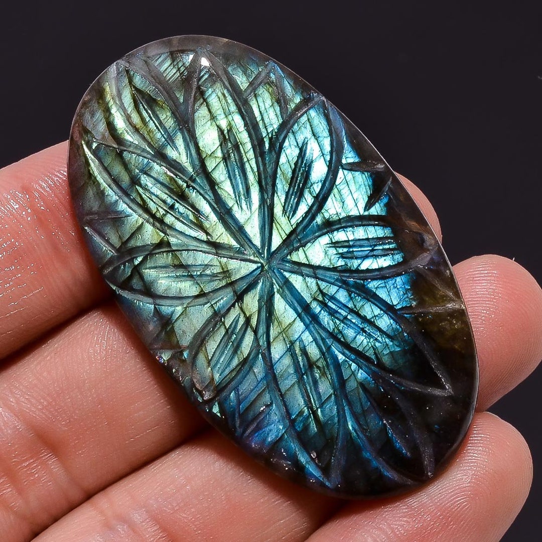 1 Piece Natural Labradorite Carved Cabochon 29x50mm Oval - Etsy