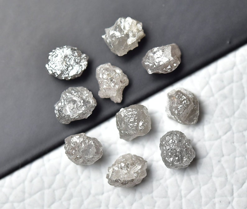 4mm-5mm (2 Pieces) Gray Raw Diamond Uncut Rough Diamonds Lot 100% ...