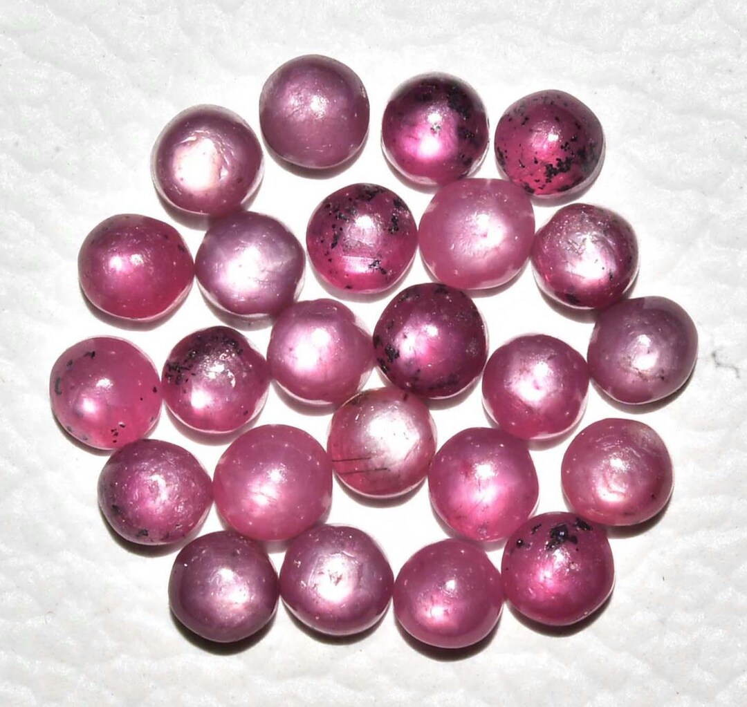5 Pieces Natural Star Ruby Gemstone Cabochon 3.5mm 4mm 5mm 6mm Round ...