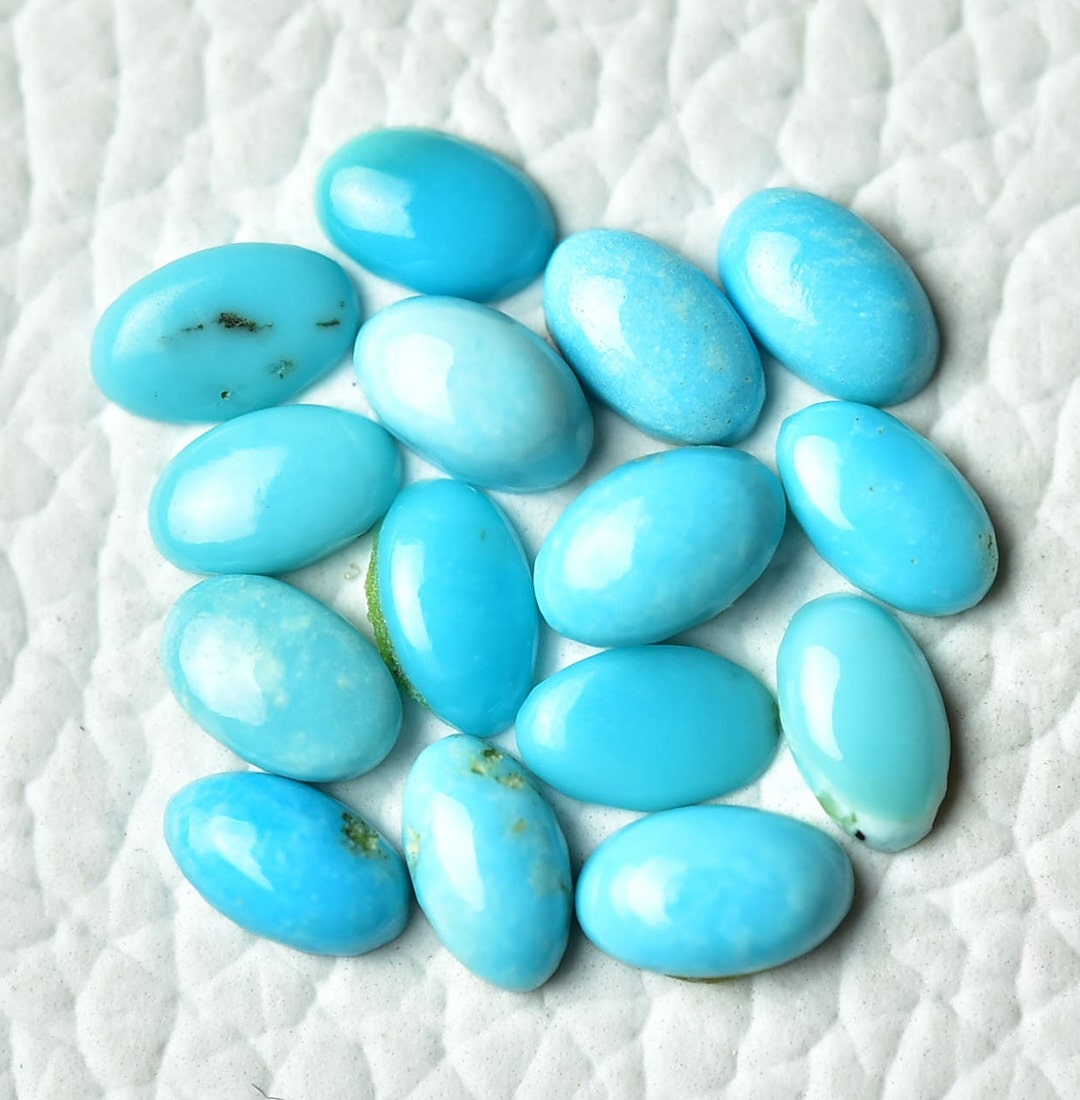 10 Pcs Natural Sleeping Beauty Turquoise Cabochons 3x4.5 3x5mm Oval ...