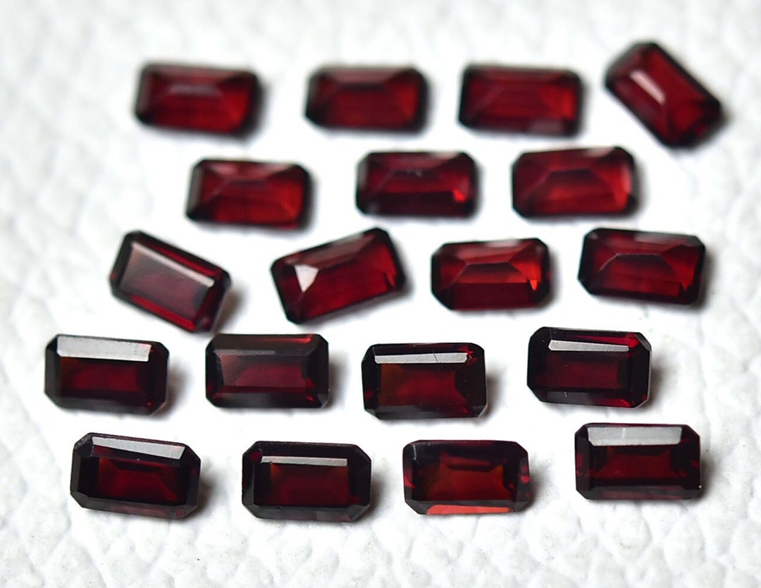 5 Piece Natural Garnet Faceted Gemstones Lot 3x5mm Octagon - Etsy
