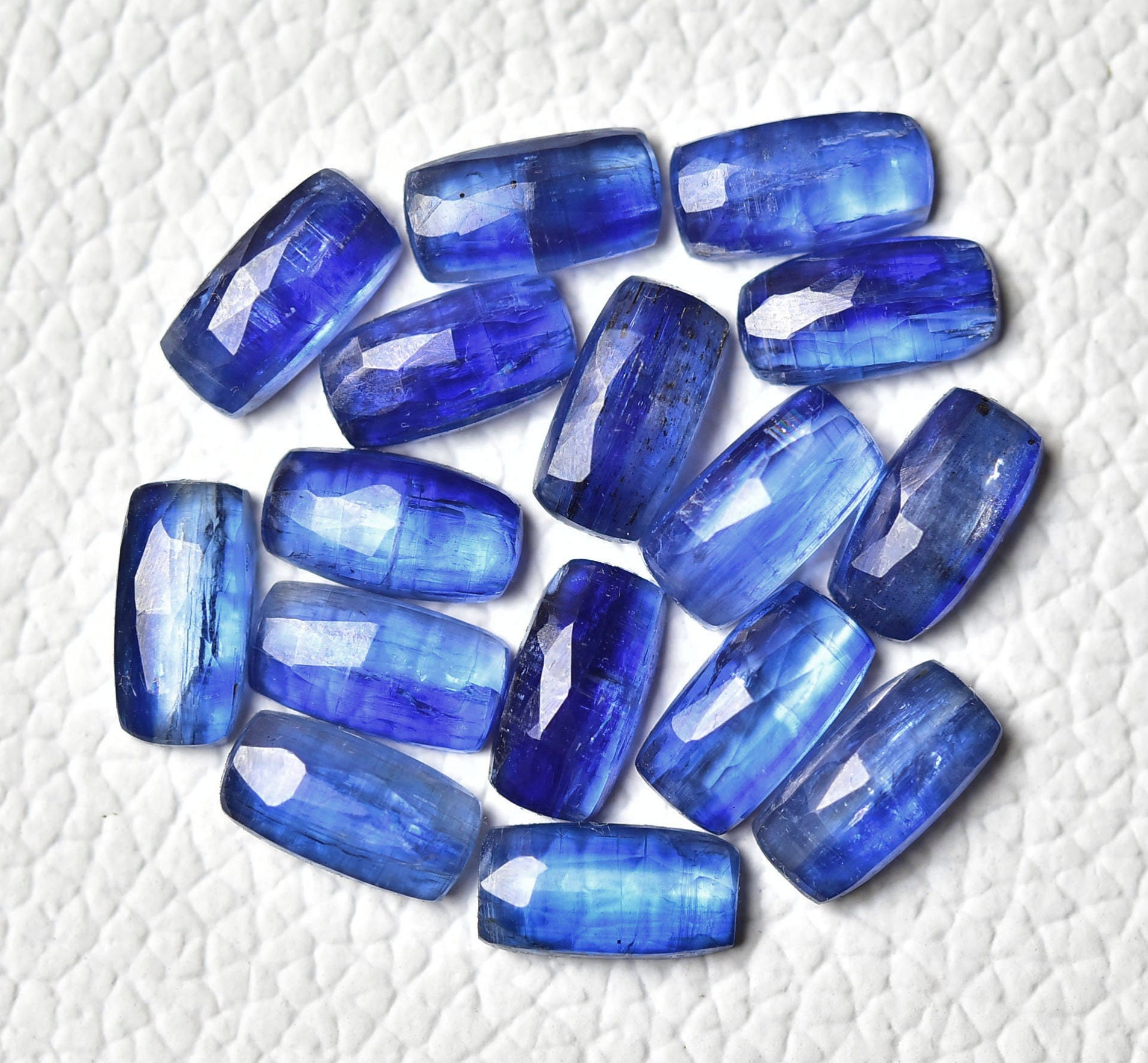 5 Pieces Natural Blue Kyanite Rose Cut Gemstones 4x8mm 5x10mm Rectangle ...