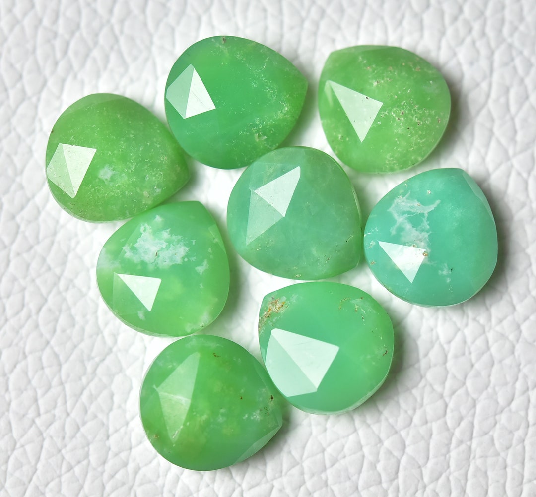 5 Pieces Lot Natural Chrysoprase Faceted Loose Stones 12x13mm Heart ...