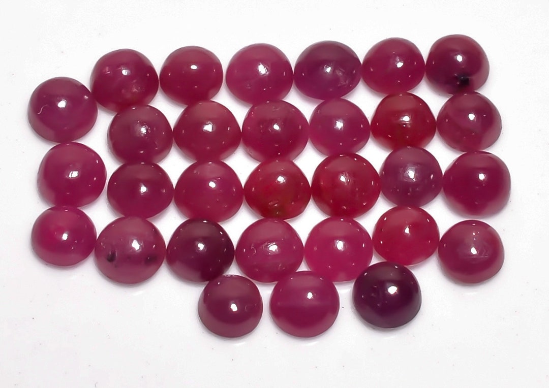 Natural Ruby Cabochons 10 Pieces Lot 3.5mm Round Shape 100% Genuine ...