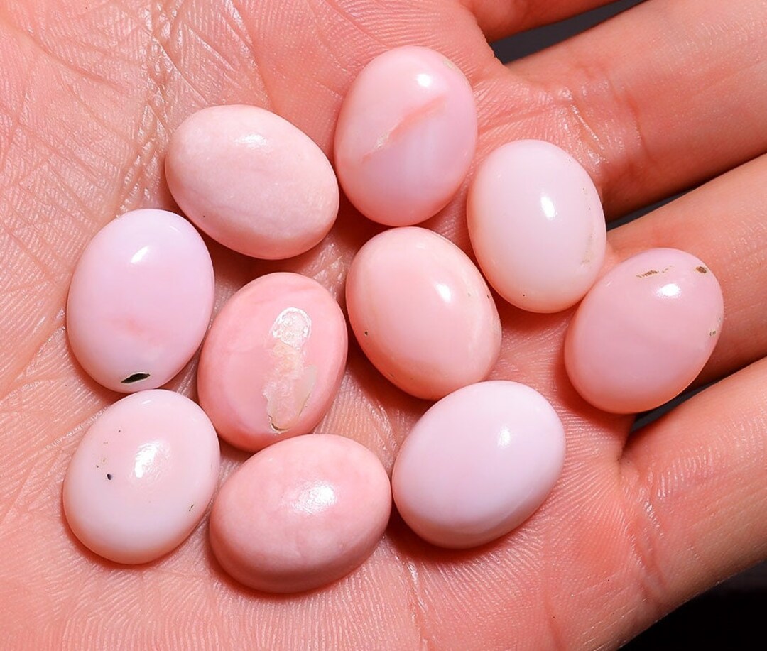 3 Pieces Natural Peru Pink Opal Cabochons Lot 12x16mm Oval Shape ...