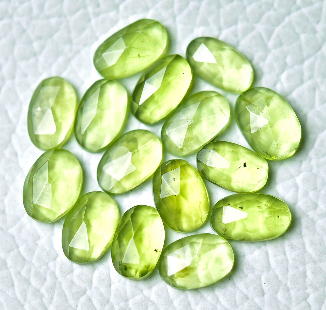 5 Pieces Natural Peridot Rose Cut Gemstone Lot 4x7mm 4.8x7.4mm Oval ...