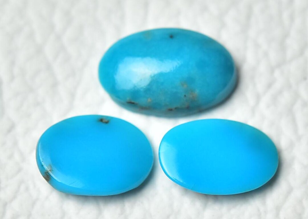 3 Pieces Natural Arizona Turquoise Cabochons 7.5x11mm - 8.5x13mm Oval ...