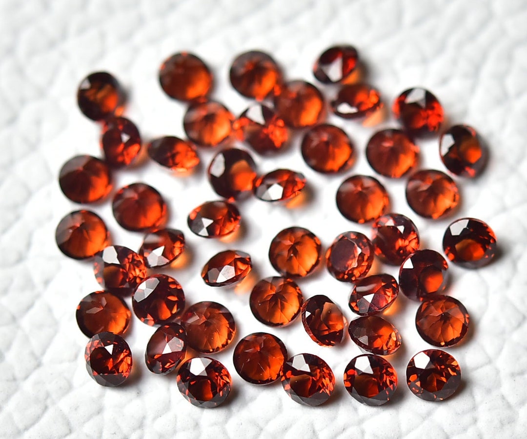 10 Pieces Natural Garnet Faceted Gemstones Lot 3.5mm Round Shape Red ...