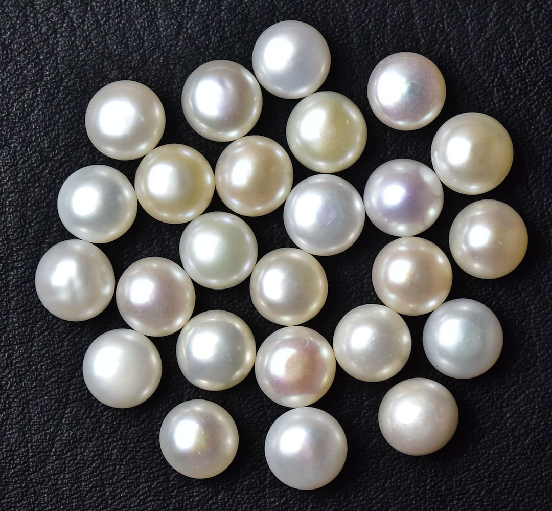 5 Pieces Natural Fresh Water Pearl Cabochons Lot 7mm to 7.5mm Round ...
